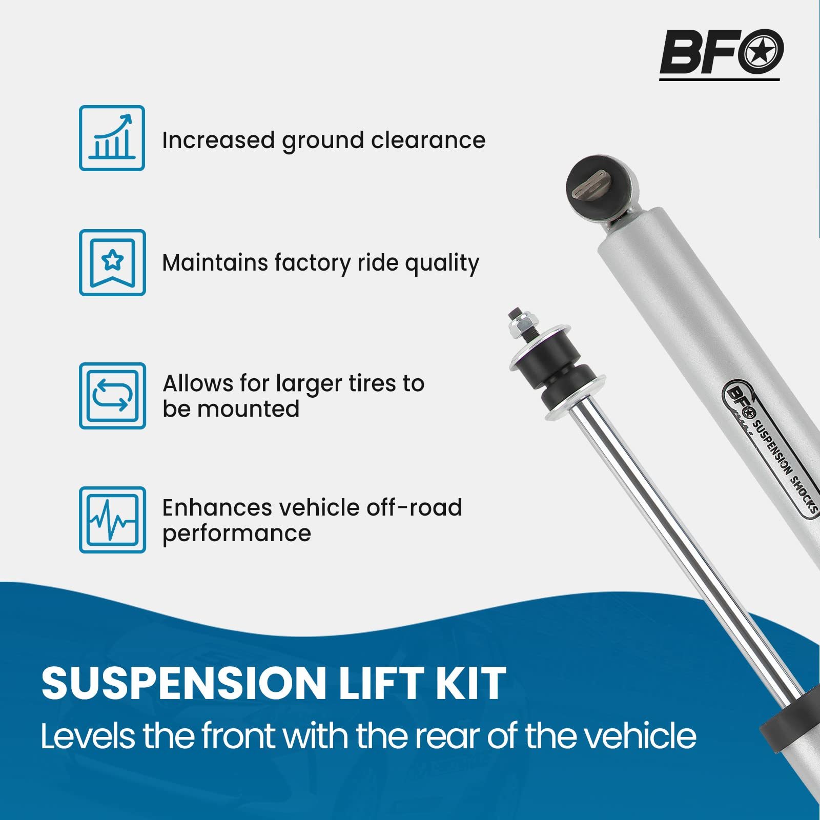 BFO 2.5 Front & Rear Suspension Lift Kit w/Shocks for Jeep Wrangler TJ ...