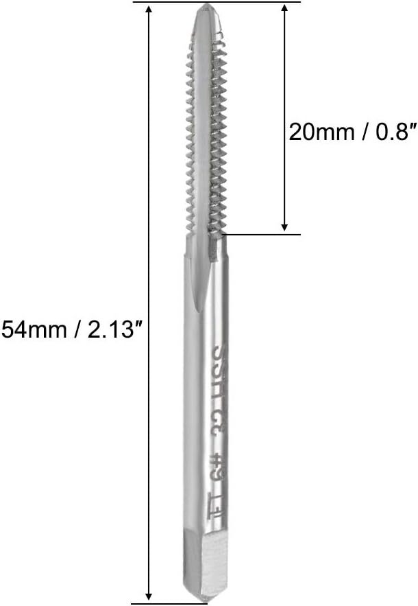 Uxcell Machine Tap 6-32 Unc Thread 2B Class 3 Flutes High Speed Steel ...