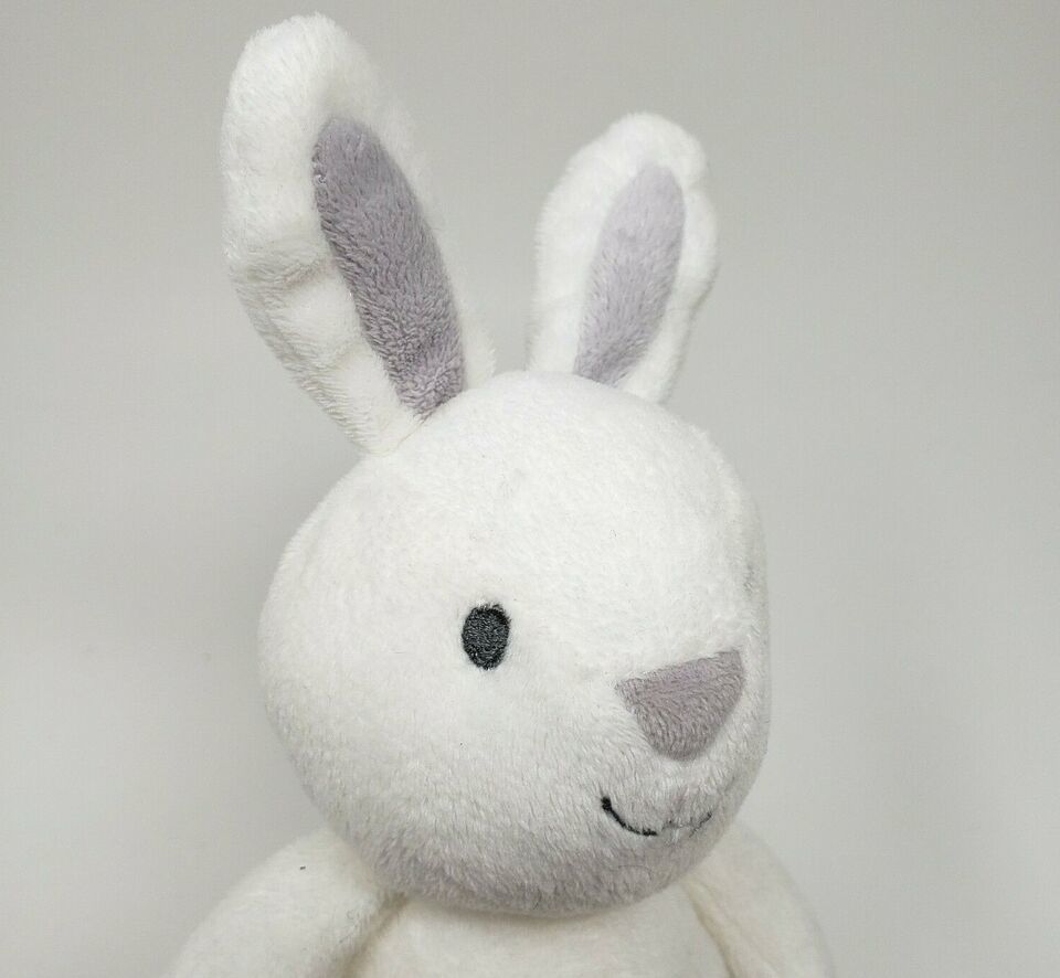 CARTER'S BABY WHITE & GREY BUNNY RABBIT STUFFED ANIMAL PLUSH TOY RATTLE ...