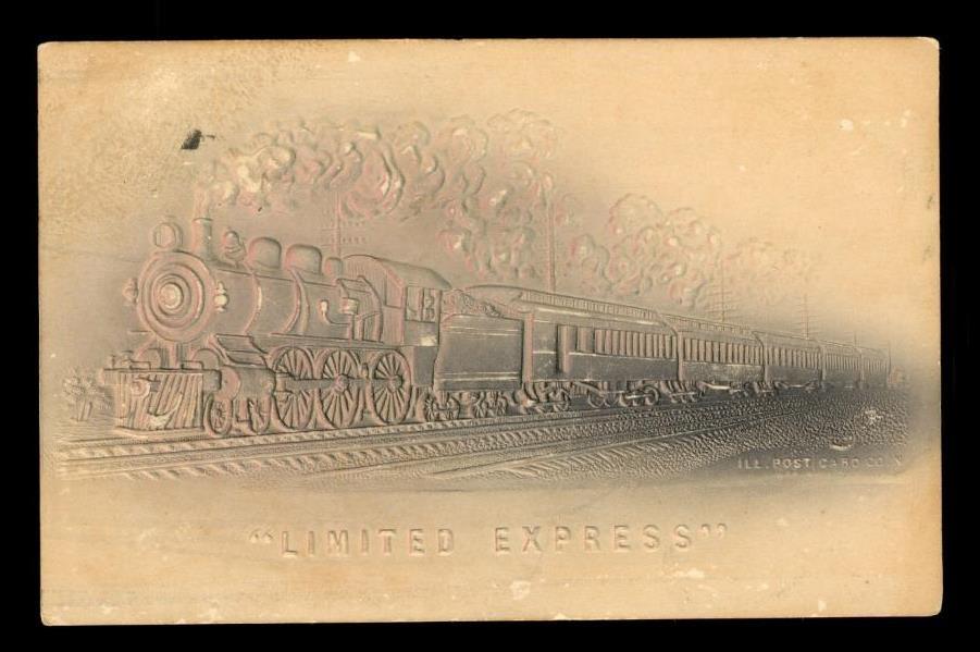 Vintage Paper Train Postcard UDB 1907 Cancel Embossed Limited Express ...