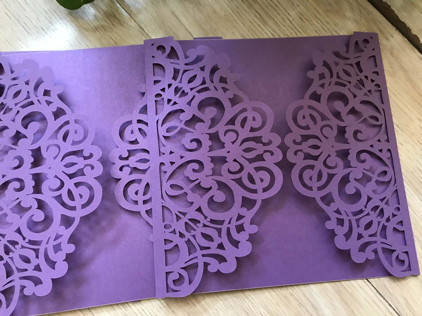 50pcs Purple Laser Cut Wedding Invitations,custom Laser Cut Wedding ...