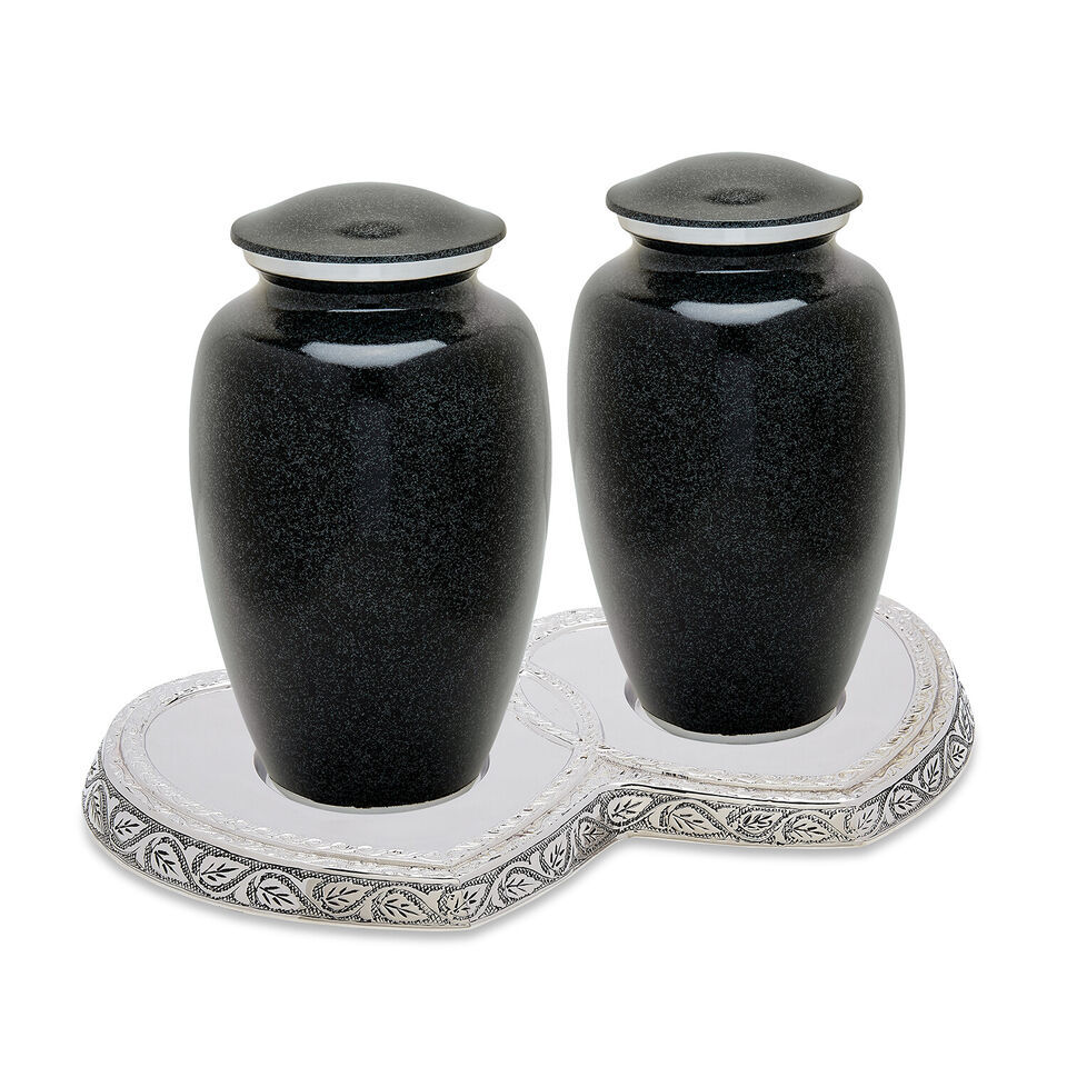 Companion 440 Cubic Inch 2 Adult Black Funeral Cremation Urns w/ Base ...