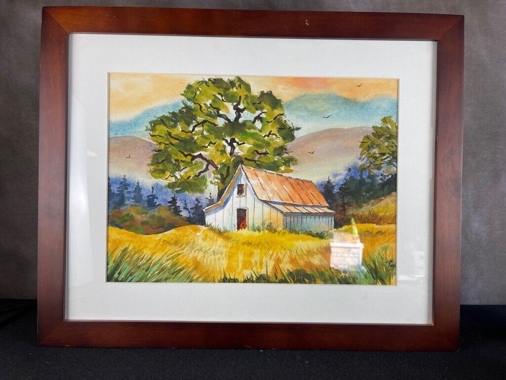 American Rustic Barn Original Framed Signed Van de Beck Water Color - Art