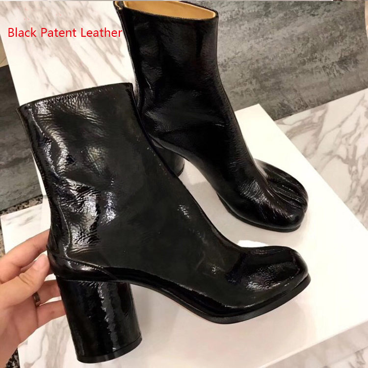 Real Leather Split Toe Boots Women Ninja Tabi Boots For Women Chunky ...