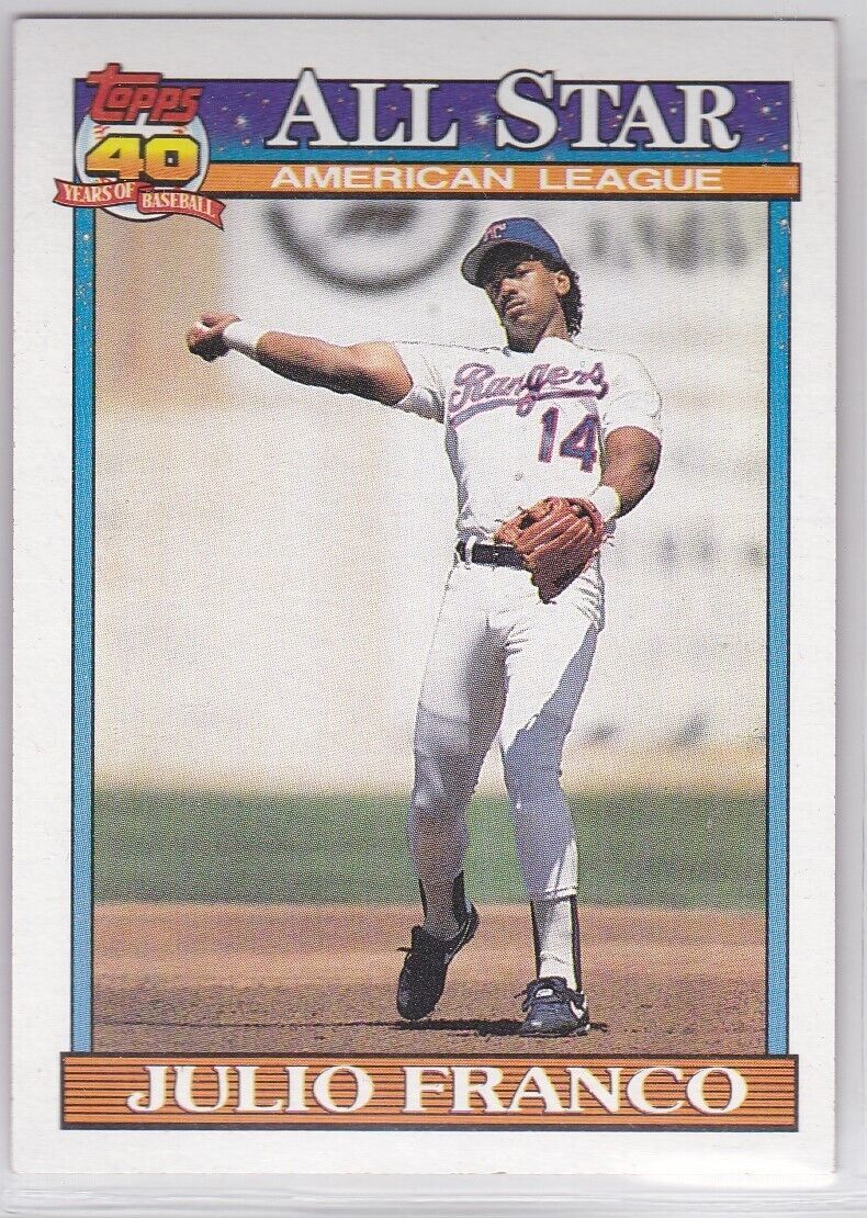 M) 1991 Topps Baseball Trading Card - Julio Franco #387 - Trading Card ...
