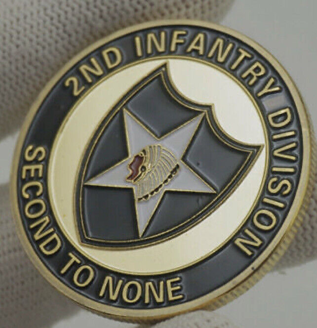 US Military Army 2nd Infantry Airborne Division Gold Challenge Coin US ...