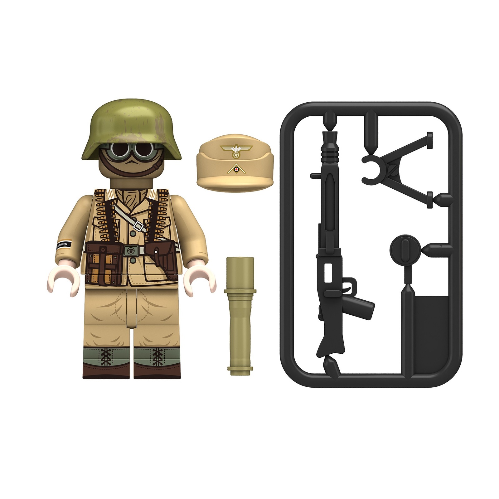 4pcs WW2 German Infantry Erwin Rommel Afrika Korps Minifigures Building ...