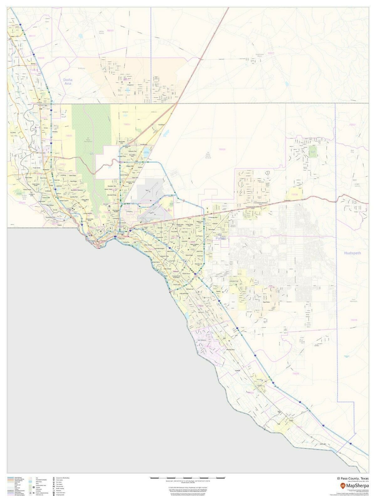 El Paso County, Texas Laminated Wall Map (MSH) - Maps & Atlases