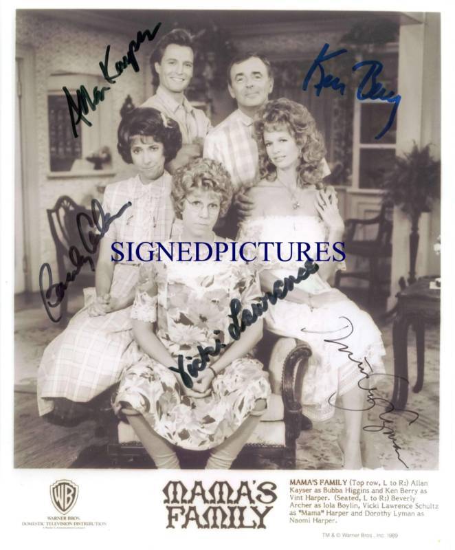 MAMA'S FAMILY CAST ALL 5 SIGNED 8x10 RP PHOTO MAMAS VICKI LAWRENCE KEN ...