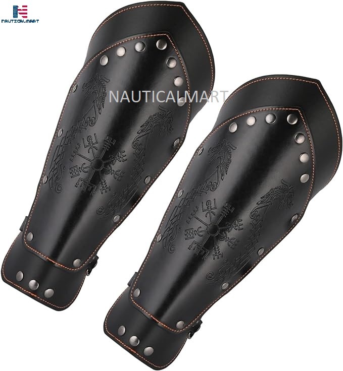 Leather Gauntlet Wristband Medieval Arm Armor Viking Arm Guards Bracers ...
