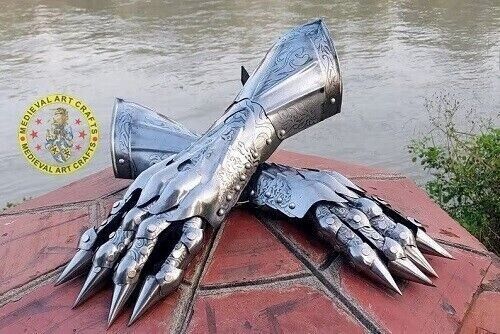 Medieval Najgul Gauntlet Armor Fantasy Gloves Armor Etching Work Sca