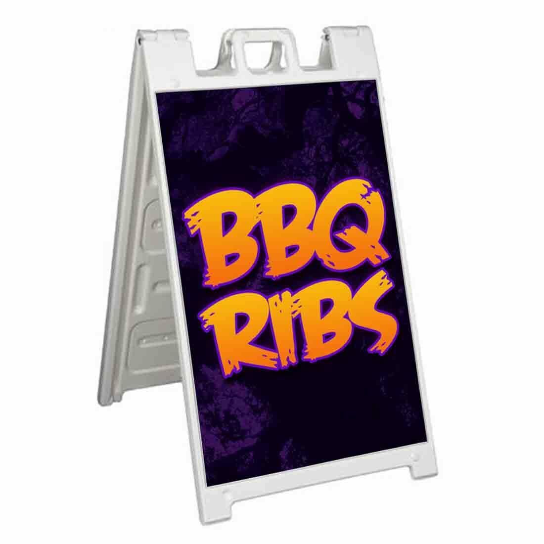 BBQ RIBS Signicade 24x36 Aframe Sidewalk Sign Banner Decal BARBEQUE ...