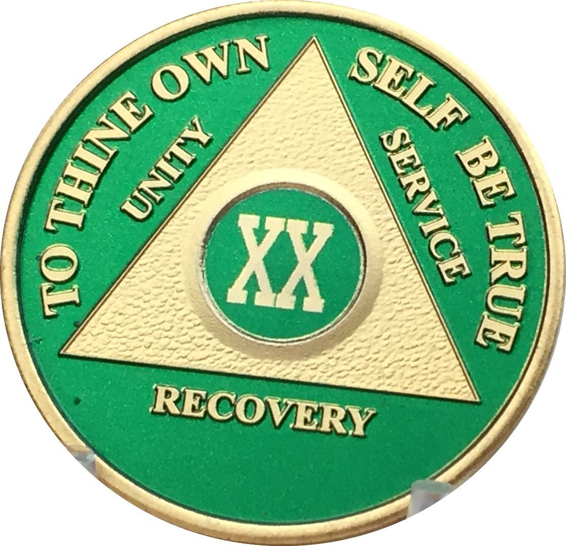 20 Year AA Medallion Green Gold Plated Anniversary Chip - Everything Else