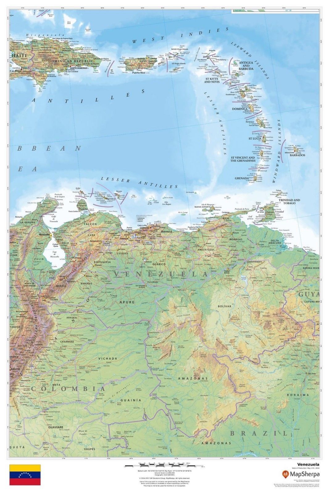 Venezuela Laminated Wall Map (MSH) - Maps & Atlases