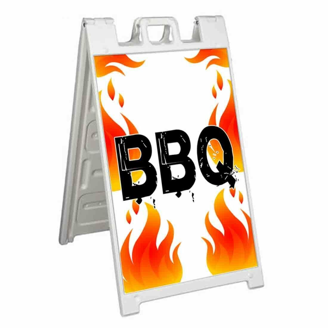BBQ FLAMES Signicade 24x36 Aframe Sidewalk Decal Sign Banner FOOD ...