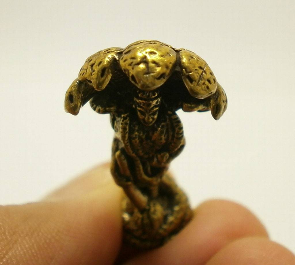 Lord Vishnu the preserver Hindu God Trimurti mini brass amulet blessed ...