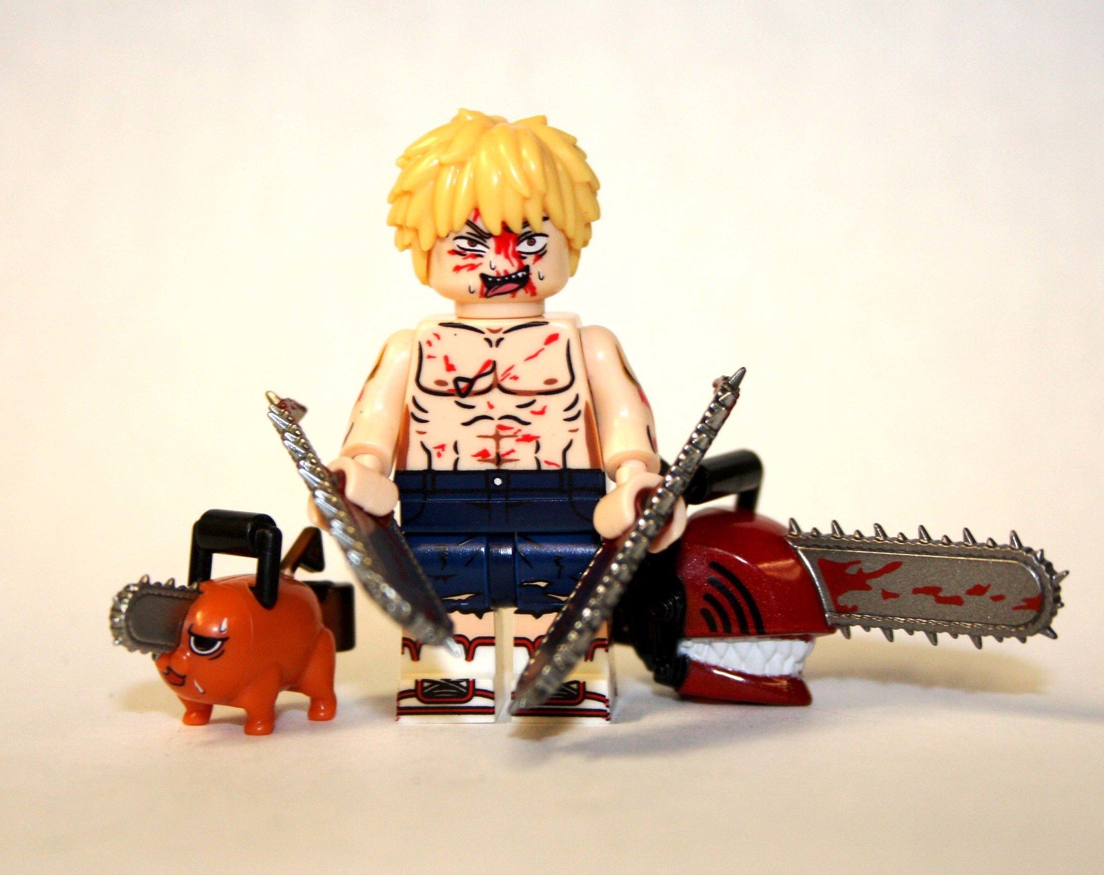Denji Bloody Chainsaw Man With Pochita Horror Anime White Shirt ...