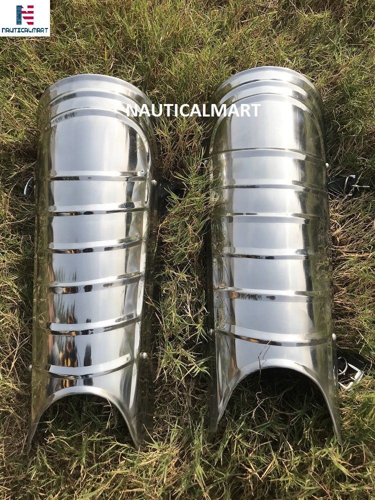 Medieval Steel Leg Greaves Guards Leg Armor Protection Silver steel ...
