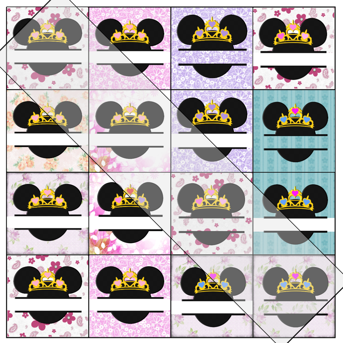 Mouse Crown Split Monogram Squares-Jewelry Tag-Clipart-Gift Tag-t shirt ...