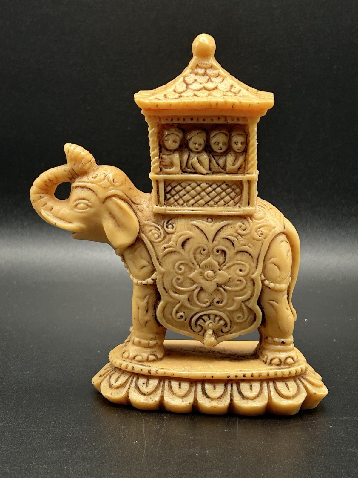 Vintage Elephant Howdah Made In England Ivory Color Figurine ...