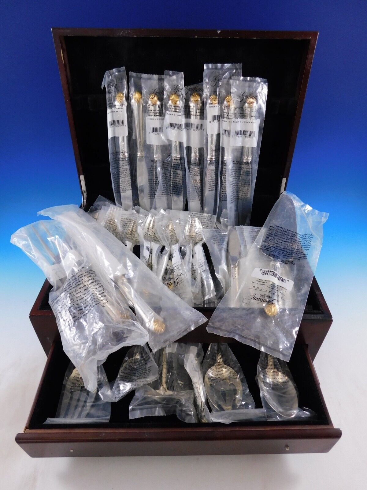 Edgemont Gold by Gorham Sterling Silver Flatware Set 8 Service 49 pcs ...