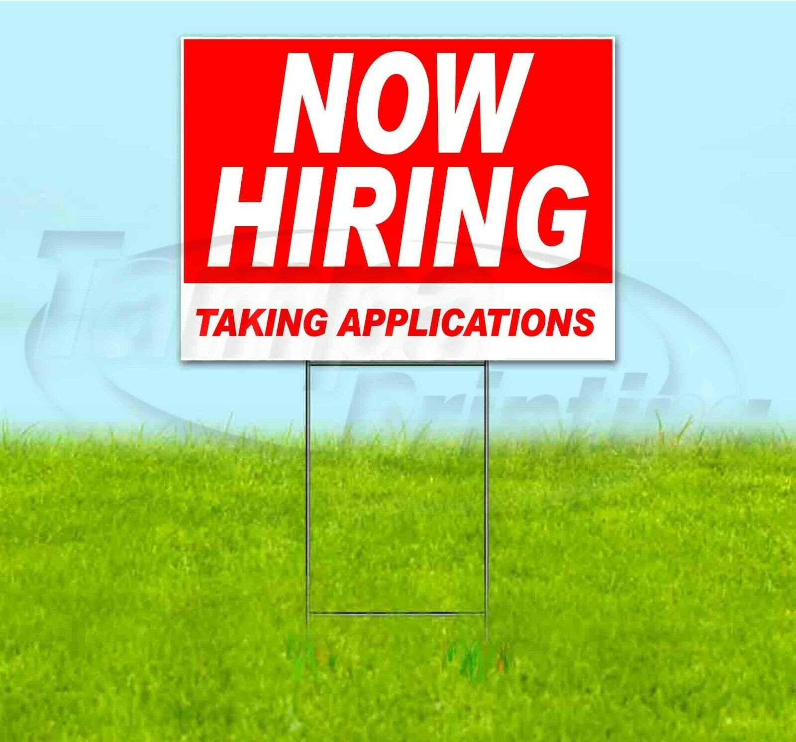 NOW HIRING TAKING APPLICATIONS 18x24 Yard Sign WITH STAKE Corrugated ...