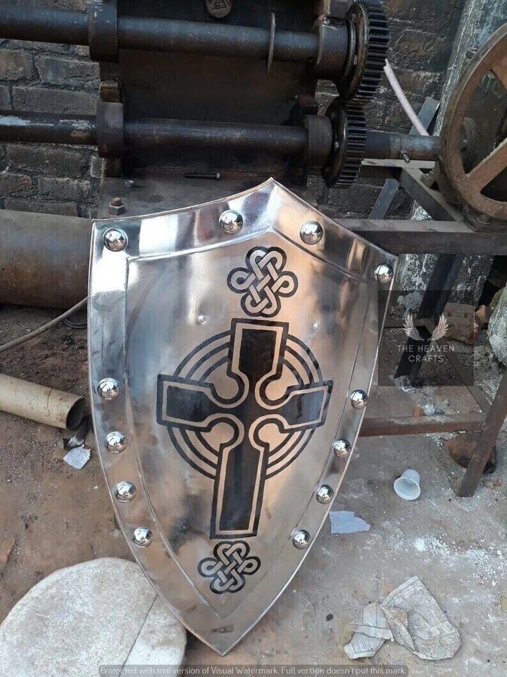 Medieval Knight Templar Crusader Metal Shield Armour Battle Ready Larp ...