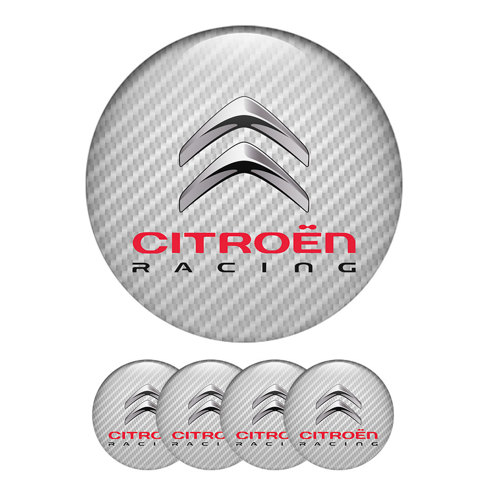 Set of 4 Citroen Racing Logo Domed Sticker for Rim Center Wheel Hub Cap ...