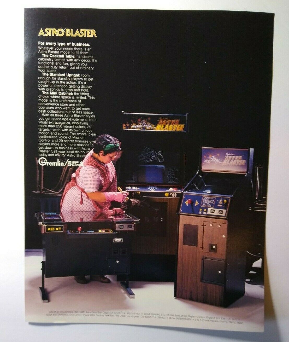 Astro Blaster Arcade Flyer Original Gremlin 1981 Video Game Vintage ...