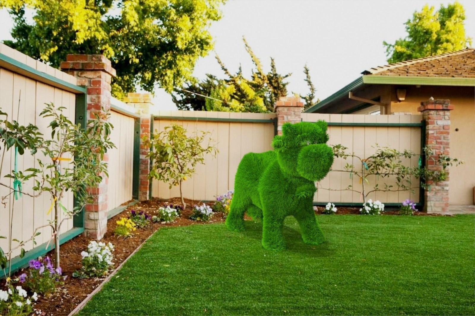Outdoor Small Cartoon Cow Topiary Green Figures covered in Artificial ...