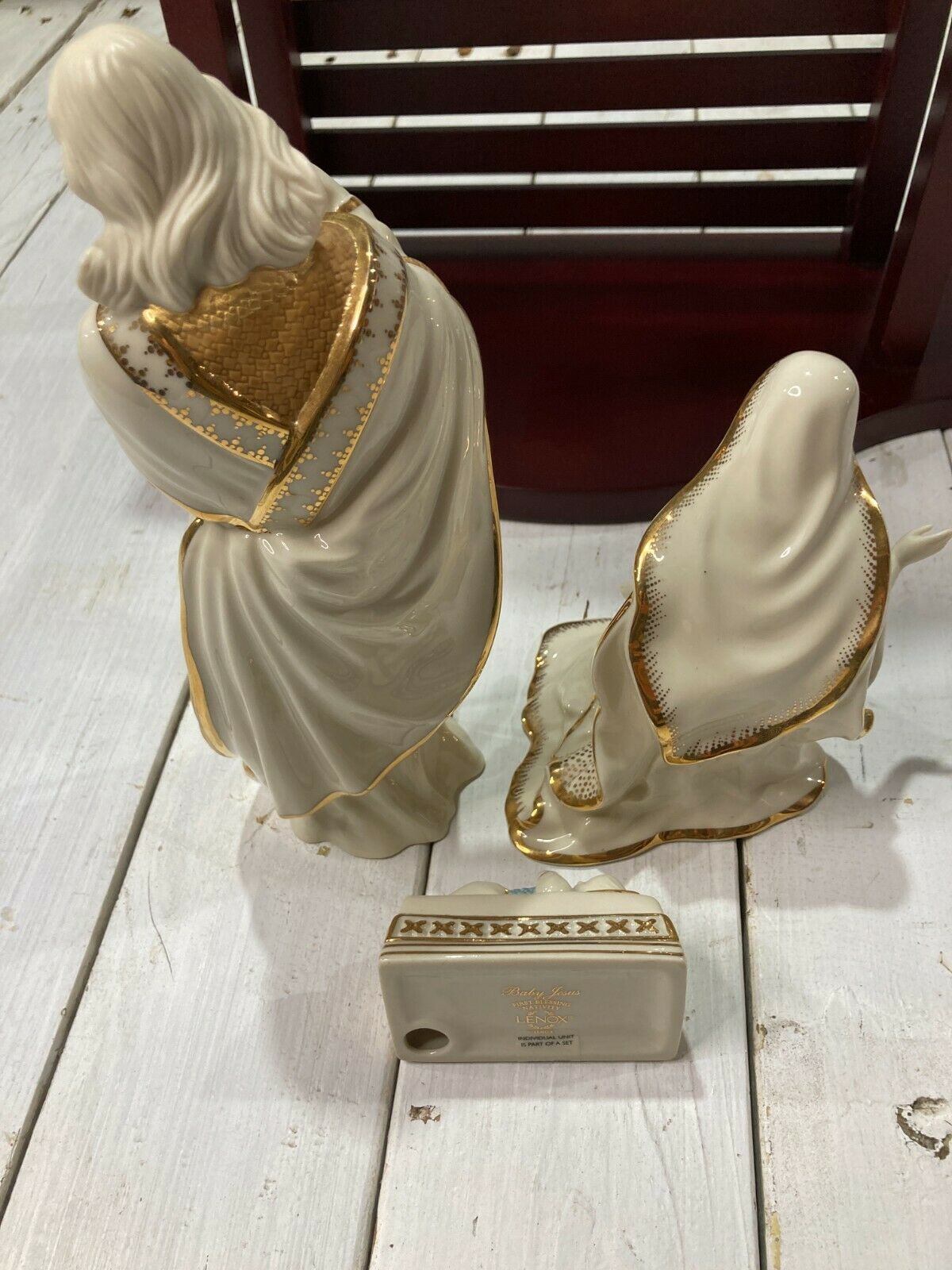 Lenox First Blessing 4 Pc Nativity Joseph, Mary Baby Jesus w/WOOD ...