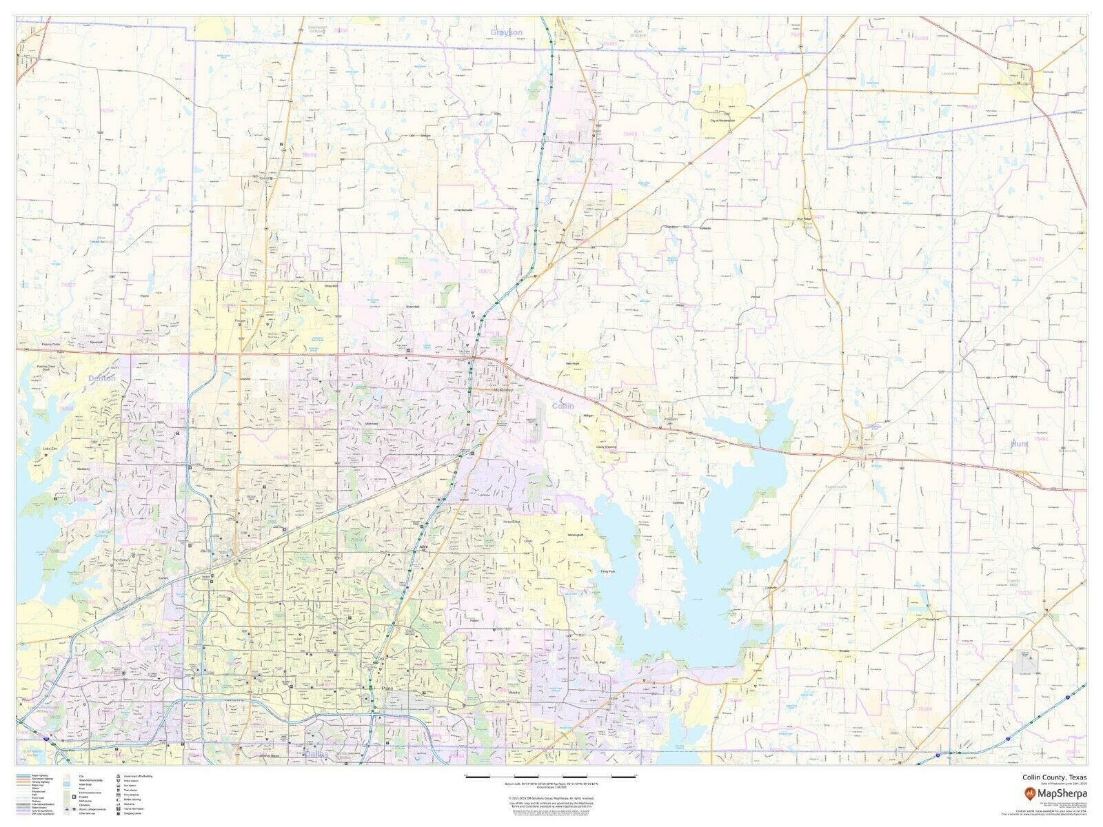 Collin County, Texas Laminated Wall Map (MSH) - Maps & Atlases