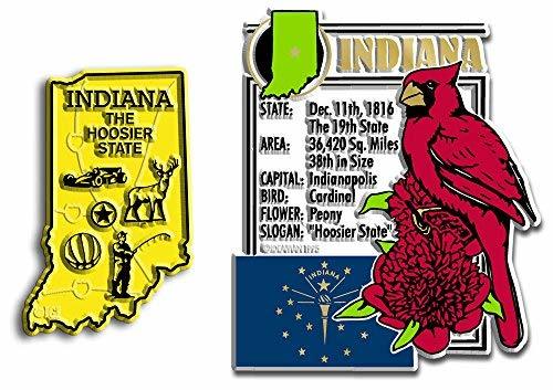 Indiana State Montage and Small Map Magnet Set by Classic Magnets, 2 ...