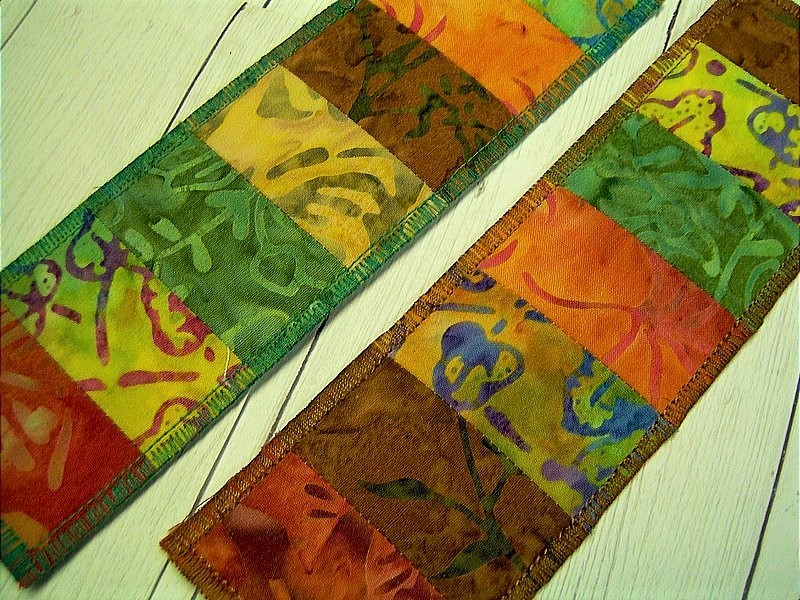 Handmade "AUTUMN" 2 Reversible Batik Patchwork Bookmarks - Stocking ...