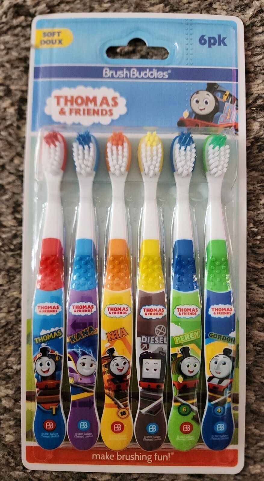 Thomas & Friends Brush Buddies Soft Toothbrush 6 pack Assorted ...