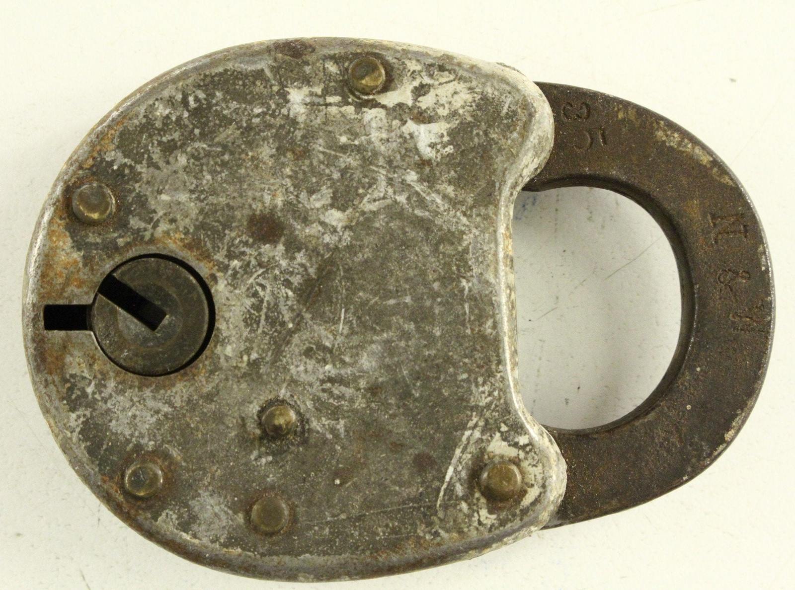 Vintage Obsolete Railroad Train Padlock Lock N&W Norfolk Western Flat ...