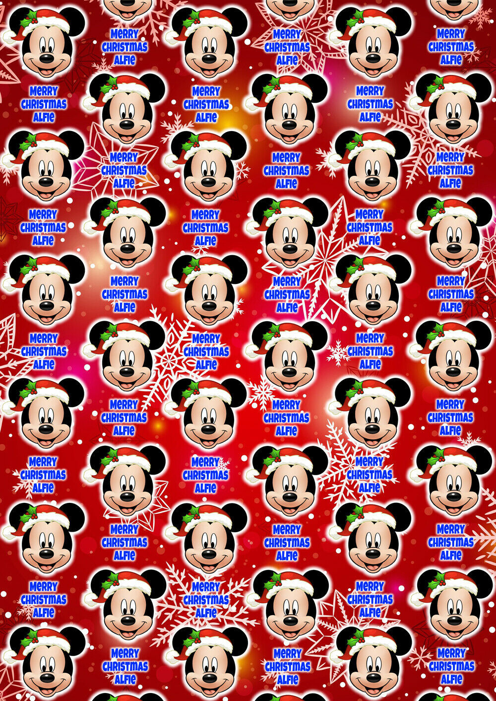 MICKEY MOUSE HEAD 2 Personalised Christmas Gift Wrap - Disney Wrapping ...