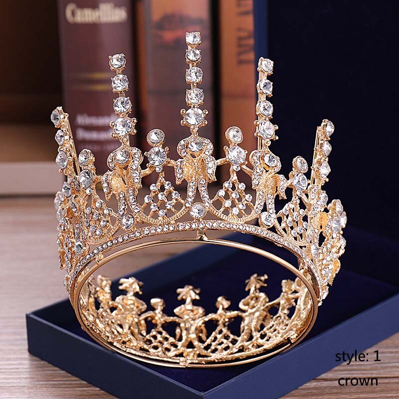 FORSEVEN Full Circle Round Tiara and Crown Rhinestone Crystal Diadem ...