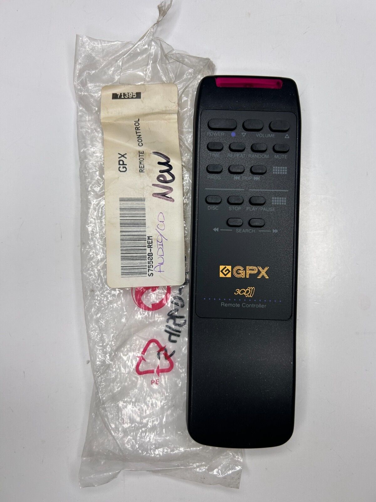 GPX Gran Prix Remote Control, Black - OEM NOS for 3-Disc Stereo S7550B ...