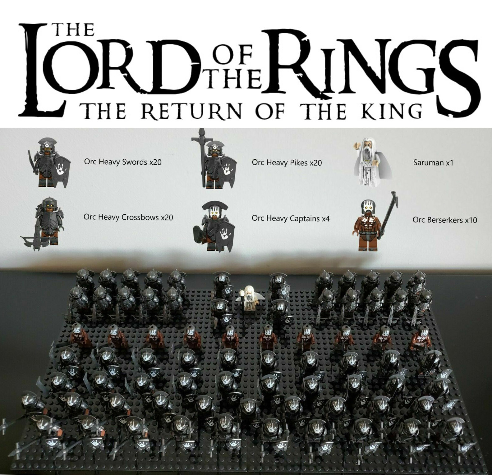 75pcs LOTR Isengard Uruk-hai Orcs Heavy Battalion Infantry Army ...