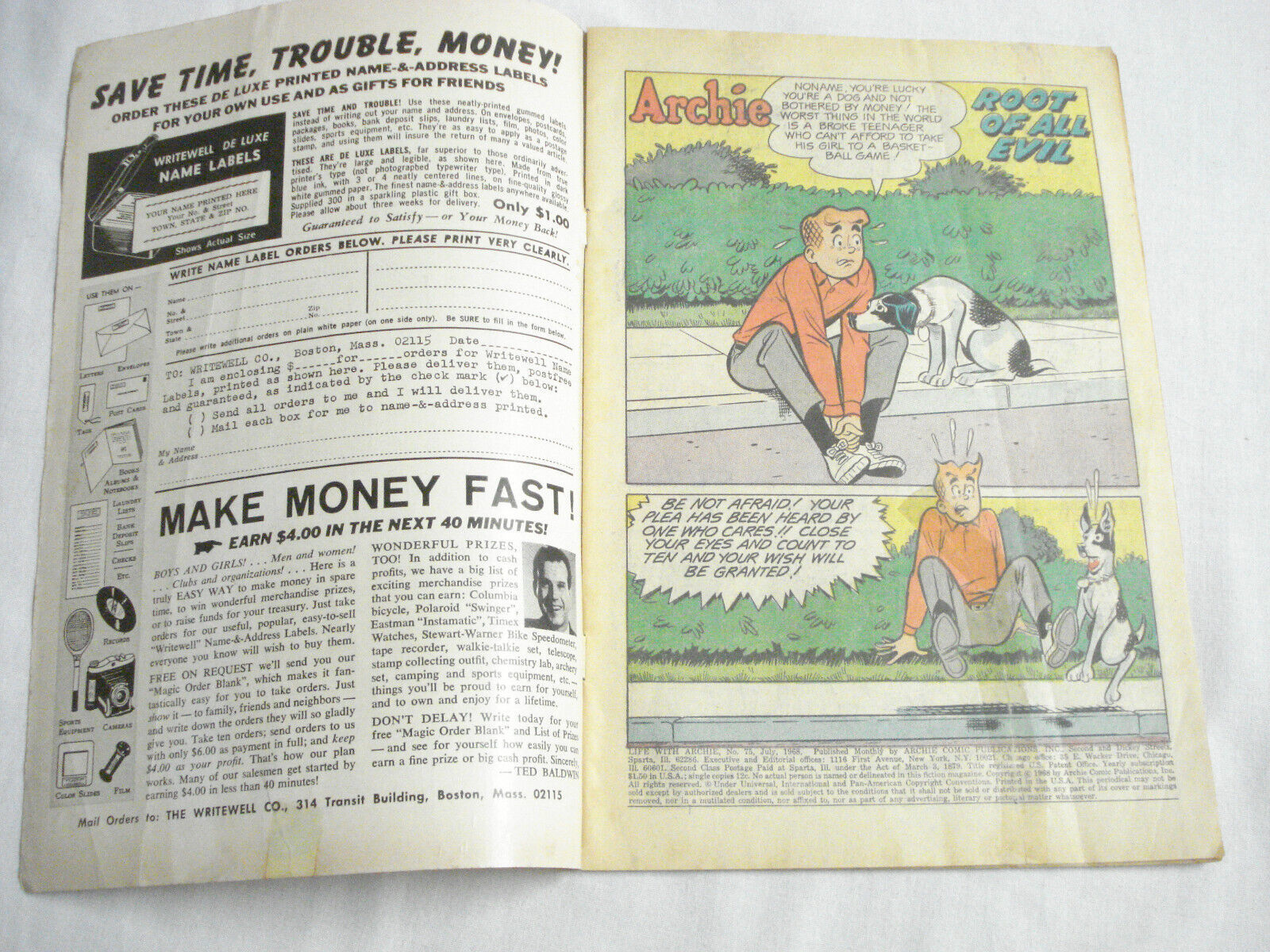 Life With Archie #75 1968 Archie Comics Fair Money The Root of All Evil ...