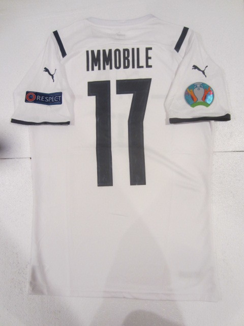 Ciro Immobile Italy 20/21 Euro Match Slim Fit White Away Soccer Jersey ...