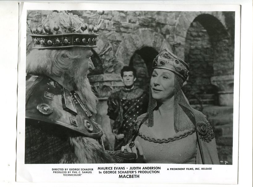 MACBETH-1960-8X10 PROMO STILL-JUDITH ANDERSON-MAURICE EVANS-DRAMA-TV - Black & White