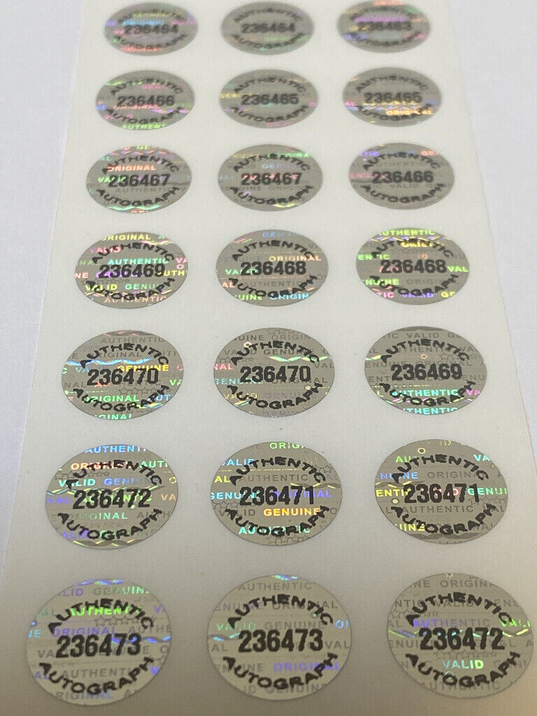 1000 AUTHENTIC AUTOGRAPH HOLOGRAM SECURITY LABELS STICKERS FOR SPORTS ...