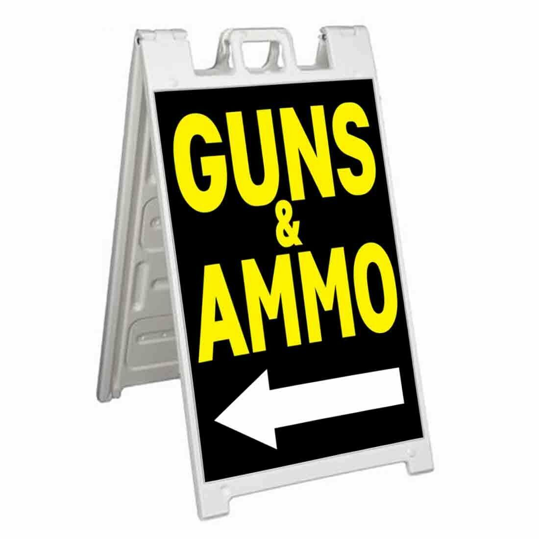GUNS & AMMO LEFT ARROW Signicade 24x36 Aframe Sidewalk Sign Banner ...