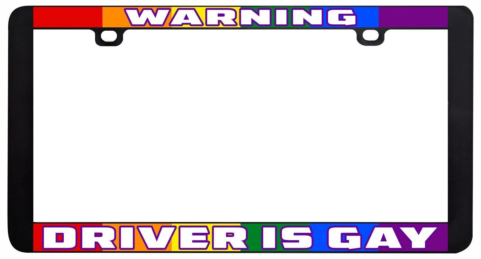WARNING DRIVER IS GAY FUNNY LGBTQ GAY LESBIAN RAINBOW LICENSE PLATE ...
