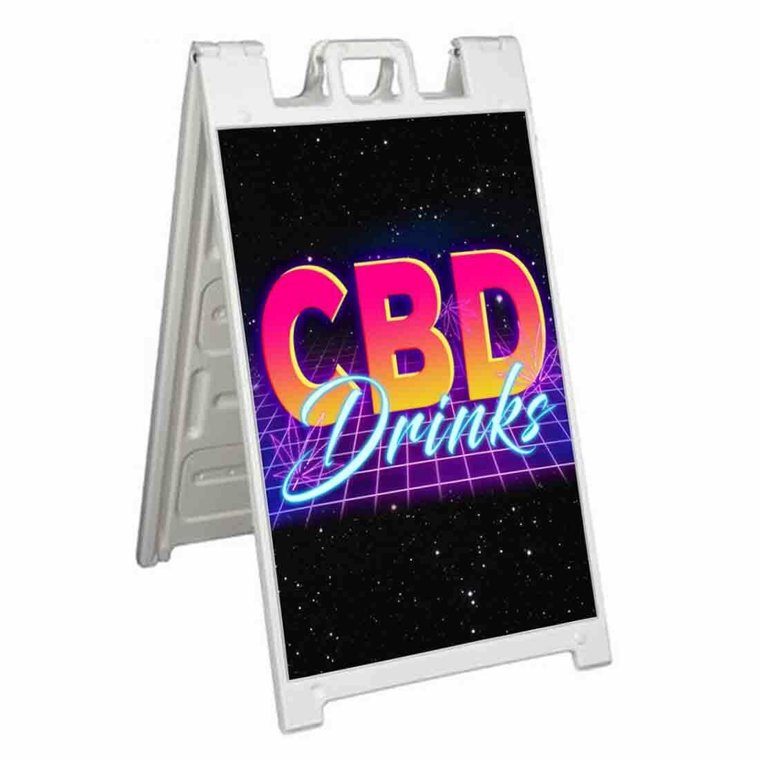 CBD DRINKS 80S Signicade 24x36 Aframe Sidewalk Sign Banner Decal ...