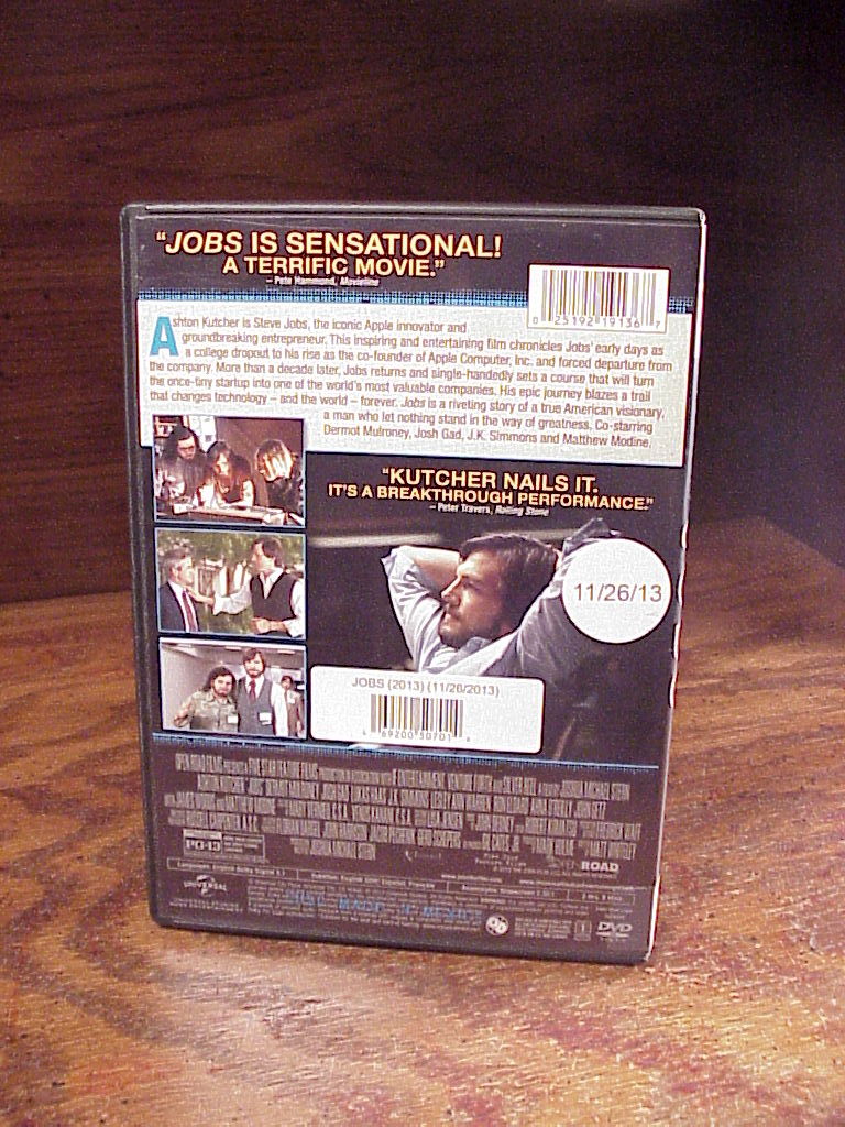 Jobs Film DVD, Used, about Steve Jobs, with Ashton Kutcher, PG-13, 2013 ...