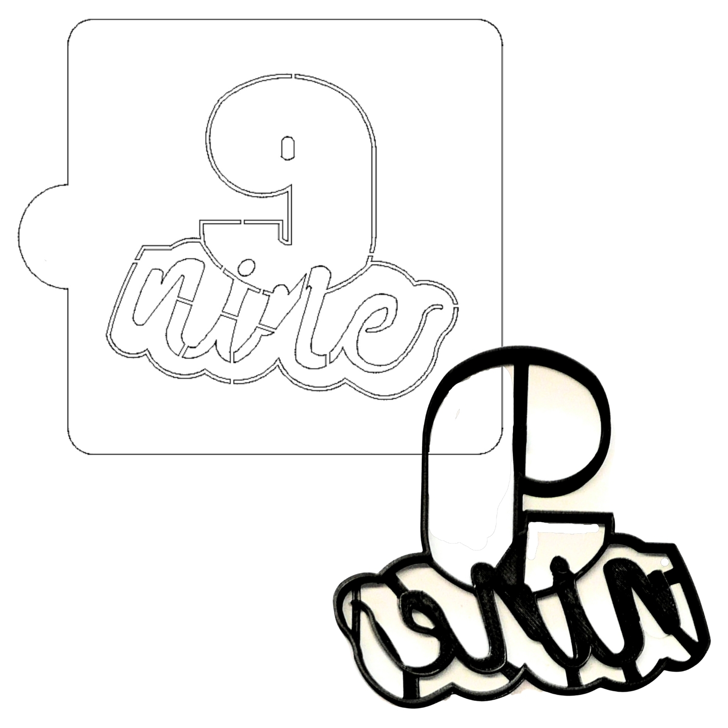 Number 9 Word Detailed Stencil And Cookie Cutter Set USA Made LSC2410 ...