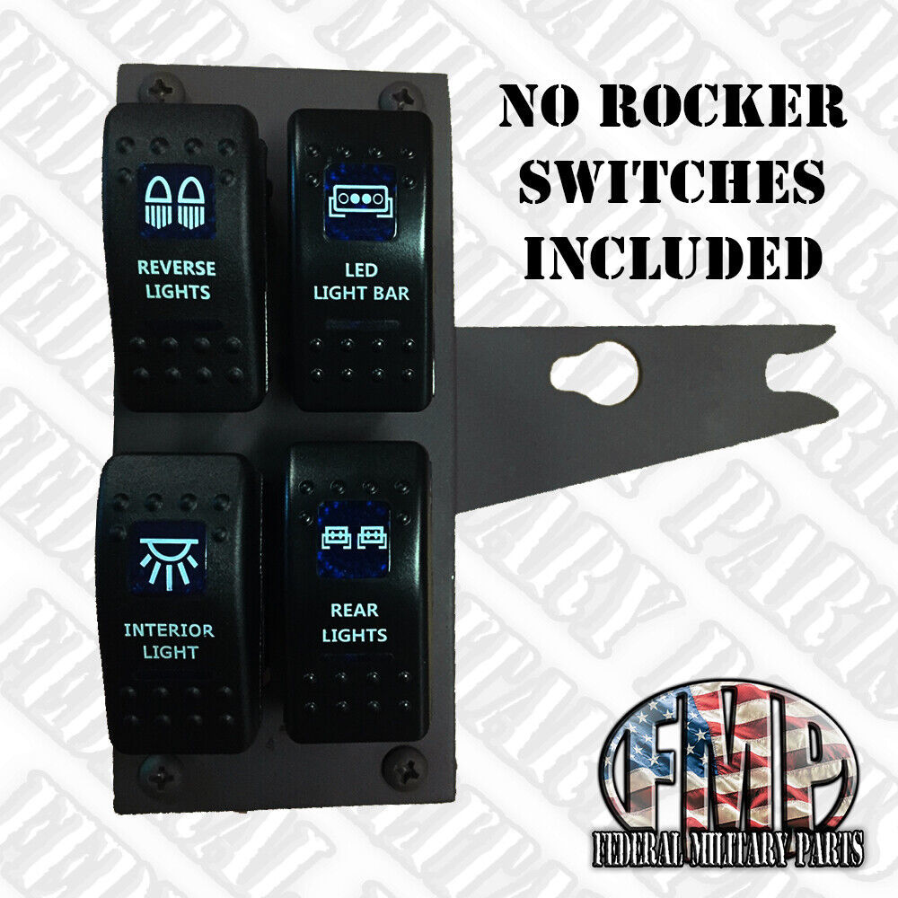Lighted Rocker Switch Panel 4 Slot - Without - Black - Humvee M998 ...